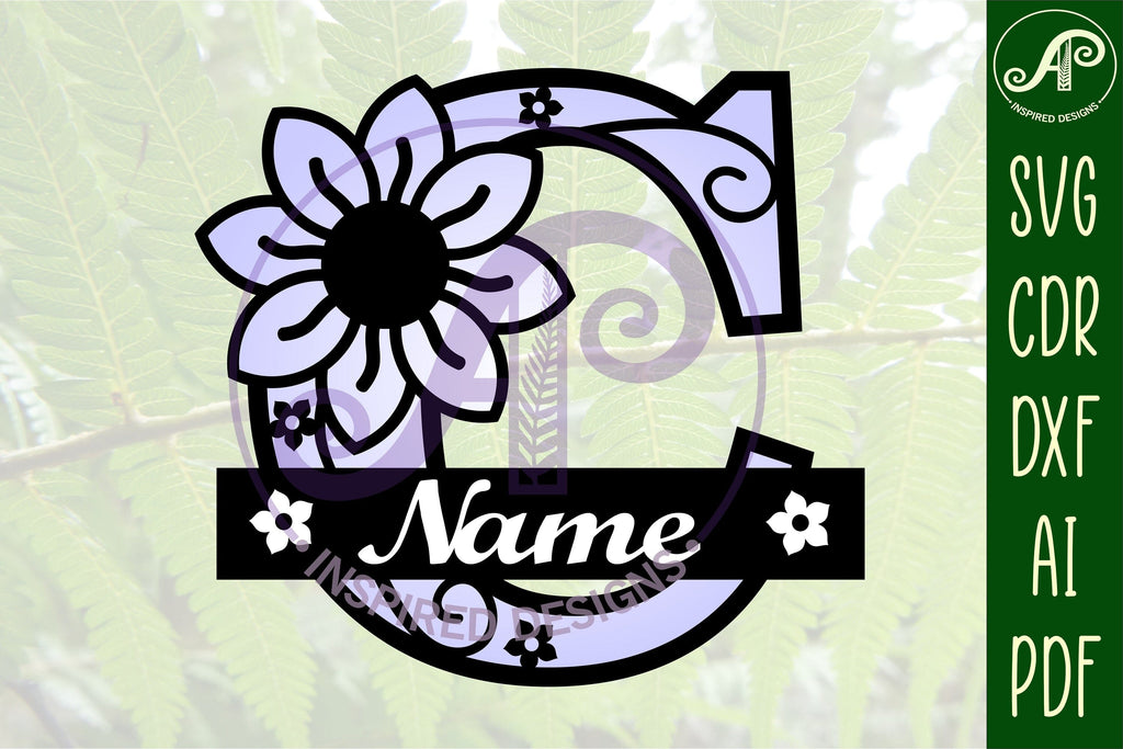 Letter C Flower Layer Monogram SVG File - So Fontsy