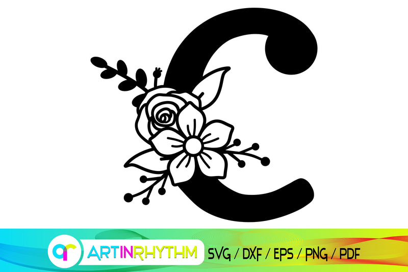 letter c svg, floral alphabet svg - So Fontsy