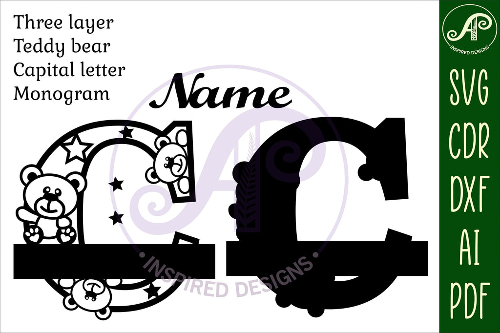 Letter C Teddy Bear Monogram SVG file - So Fontsy