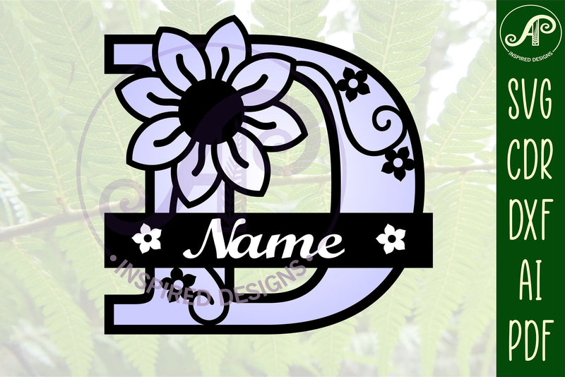 Letter D Flower Layer Monogram SVG File - So Fontsy