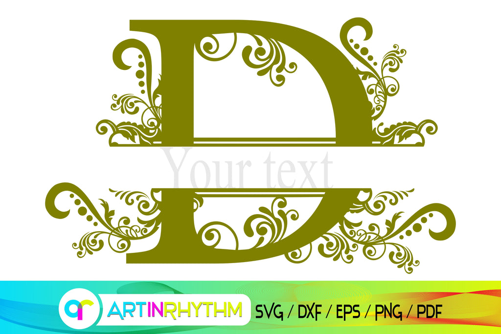 letter d, split monogram svg - So Fontsy