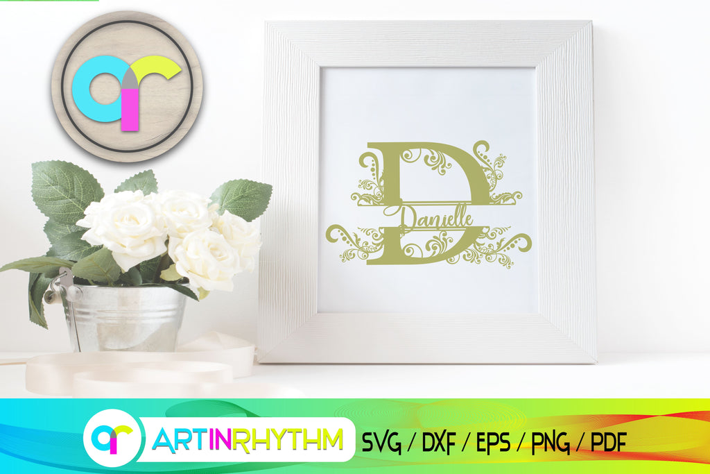 letter d, split monogram svg - So Fontsy