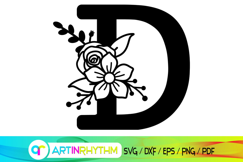 letter d svg, floral alphabet svg - So Fontsy