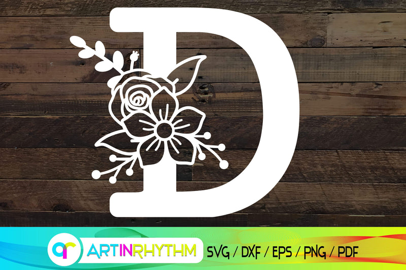 letter d svg, floral alphabet svg - So Fontsy