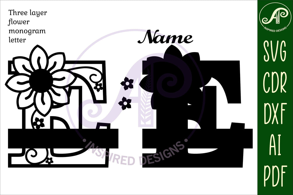 Letter E Flower Layer Monogram SVG File - So Fontsy