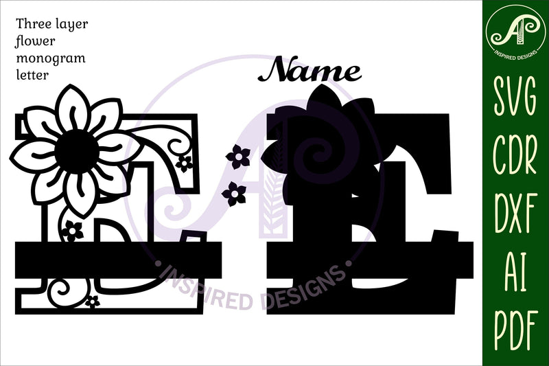 Letter E Flower Layer Monogram SVG File - So Fontsy