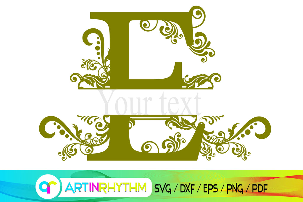 letter e, split monogram svg - So Fontsy