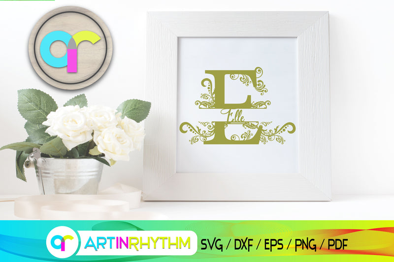letter e, split monogram svg - So Fontsy
