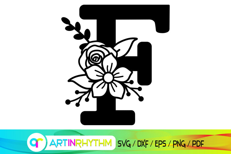 letter f svg, floral alphabet svg - So Fontsy