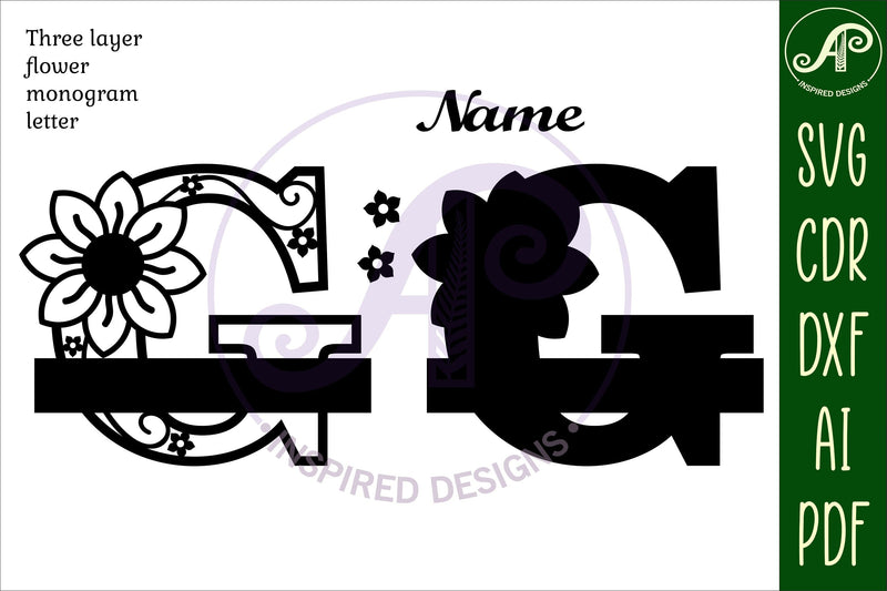 Letter G Flower Layer Monogram SVG File - So Fontsy