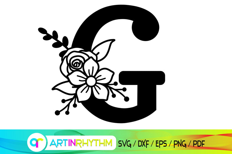 letter g svg, floral alphabet svg - So Fontsy