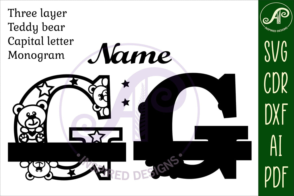 Letter G Teddy Bear Monogram SVG file - So Fontsy