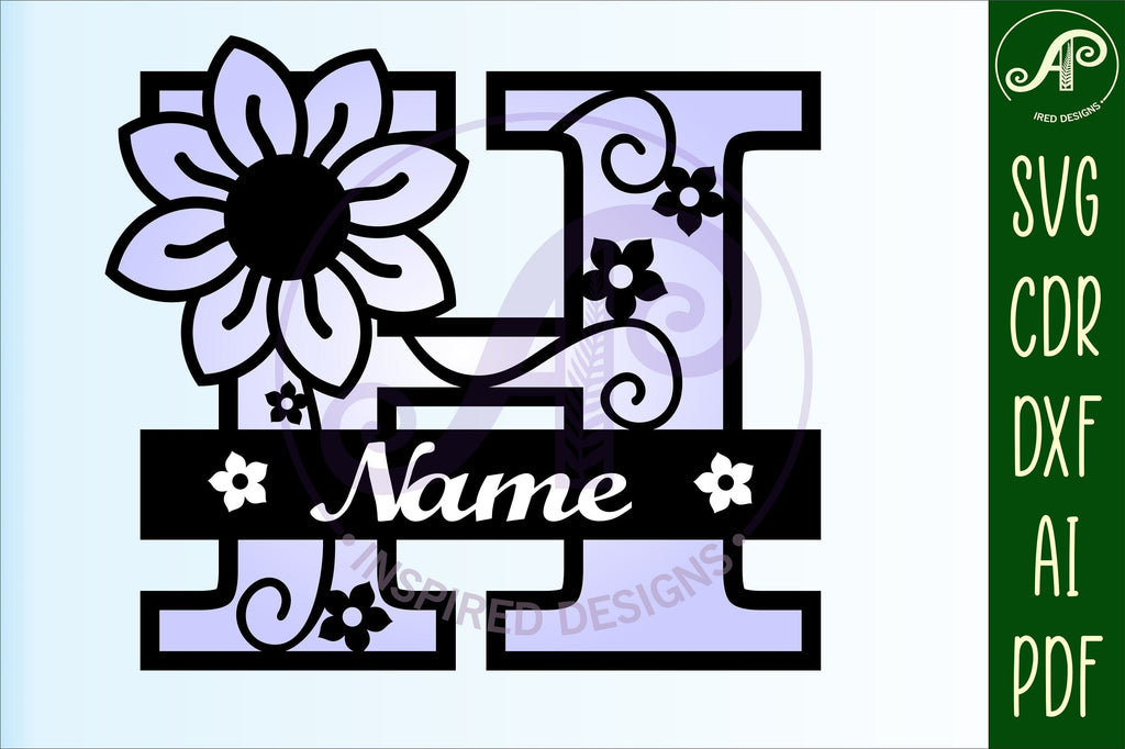 Letter H Flower Layer Monogram SVG File - So Fontsy