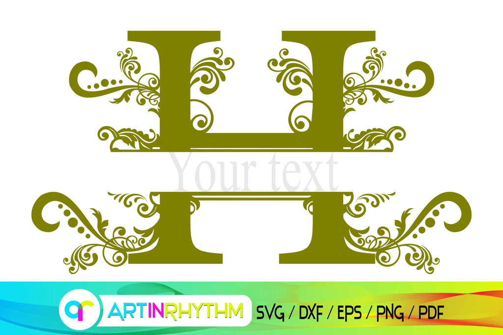 letter h, h monogram, split monogram svg - So Fontsy
