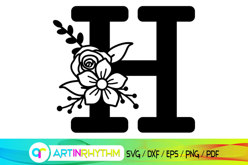 letter h svg, floral alphabet svg - So Fontsy
