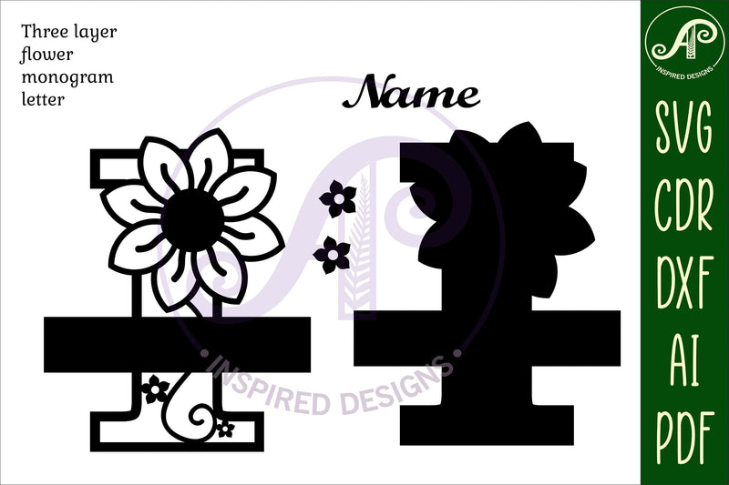 Letter I Flower Layer Monogram SVG File - So Fontsy