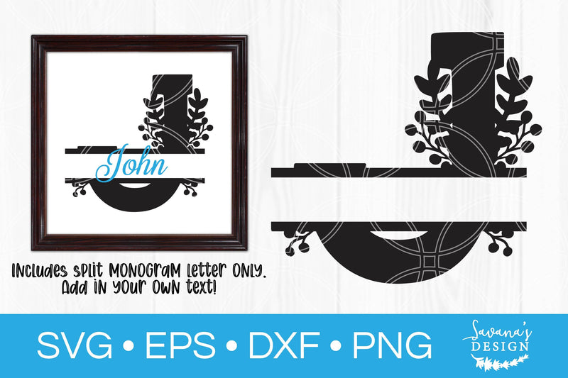 Letter J Floral Split Monogram SVG - So Fontsy