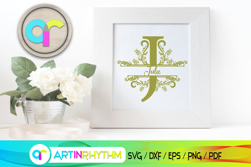 letter j, j monogram, split monogram svg - So Fontsy