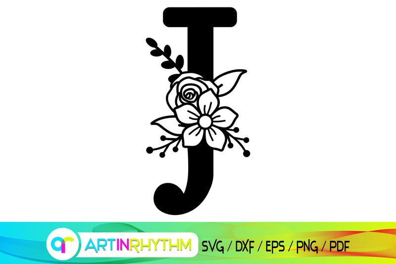 letter j svg, floral alphabet svg - So Fontsy
