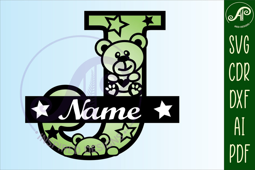 Letter J Teddy Bear Monogram SVG file - So Fontsy