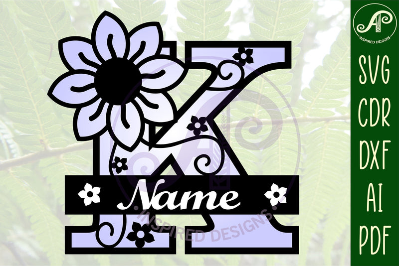 Letter K Flower Layer Monogram SVG File - So Fontsy