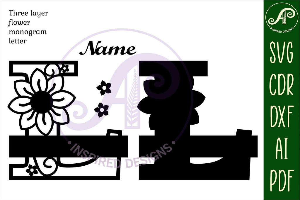 Letter L Flower Layer Monogram SVG File - So Fontsy