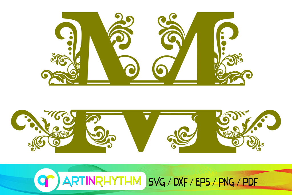 letter m, m monogram, split monogram svg - So Fontsy