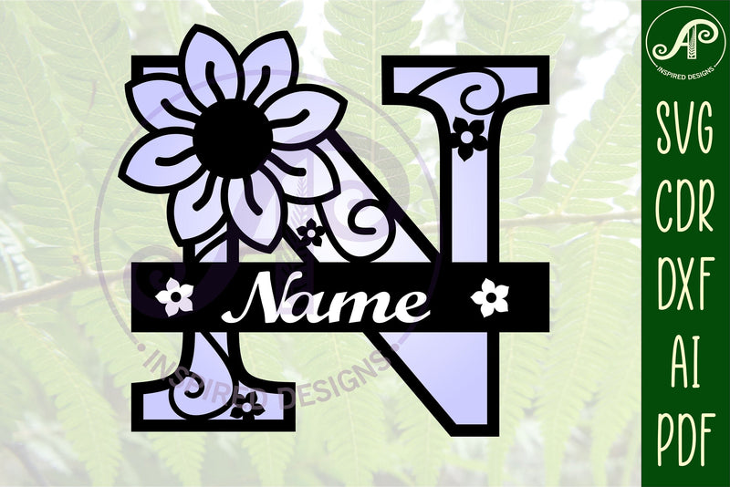 Letter N Flower Layer Monogram SVG File - So Fontsy