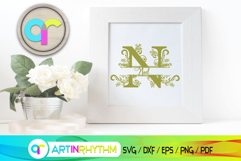 letter n, n monogram, split monogram svg - So Fontsy