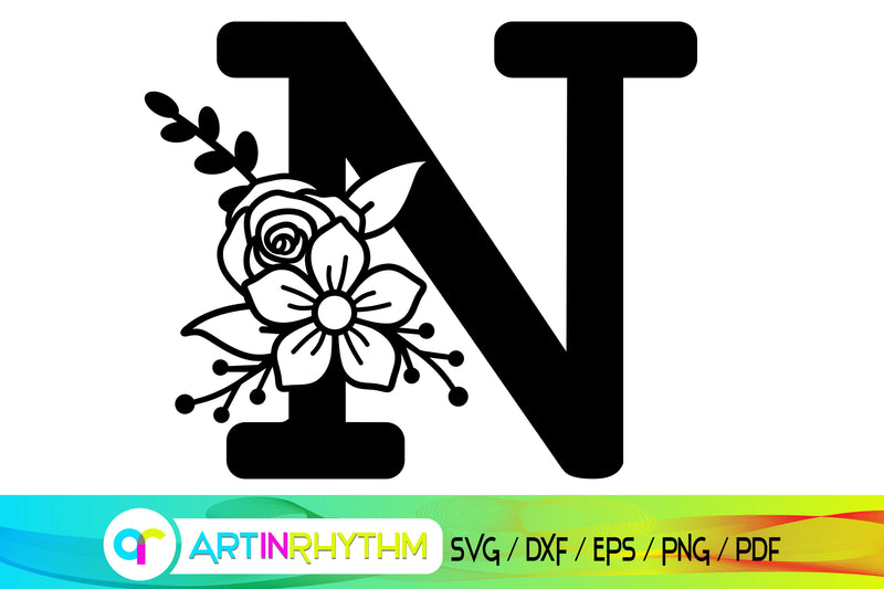 letter n svg, floral alphabet svg - So Fontsy