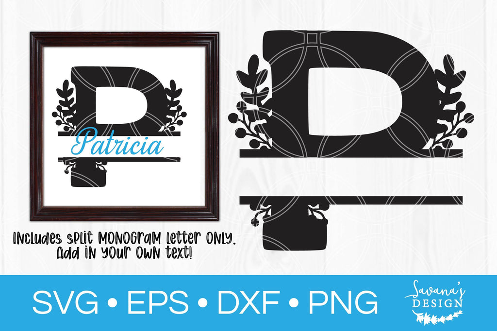 Letter P Floral Split Monogram SVG - So Fontsy