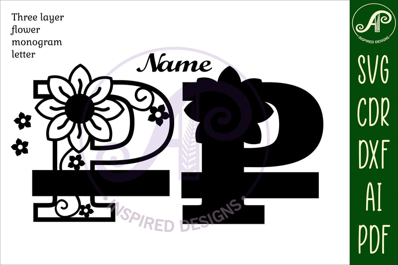 Letter P Flower Layer Monogram SVG File - So Fontsy
