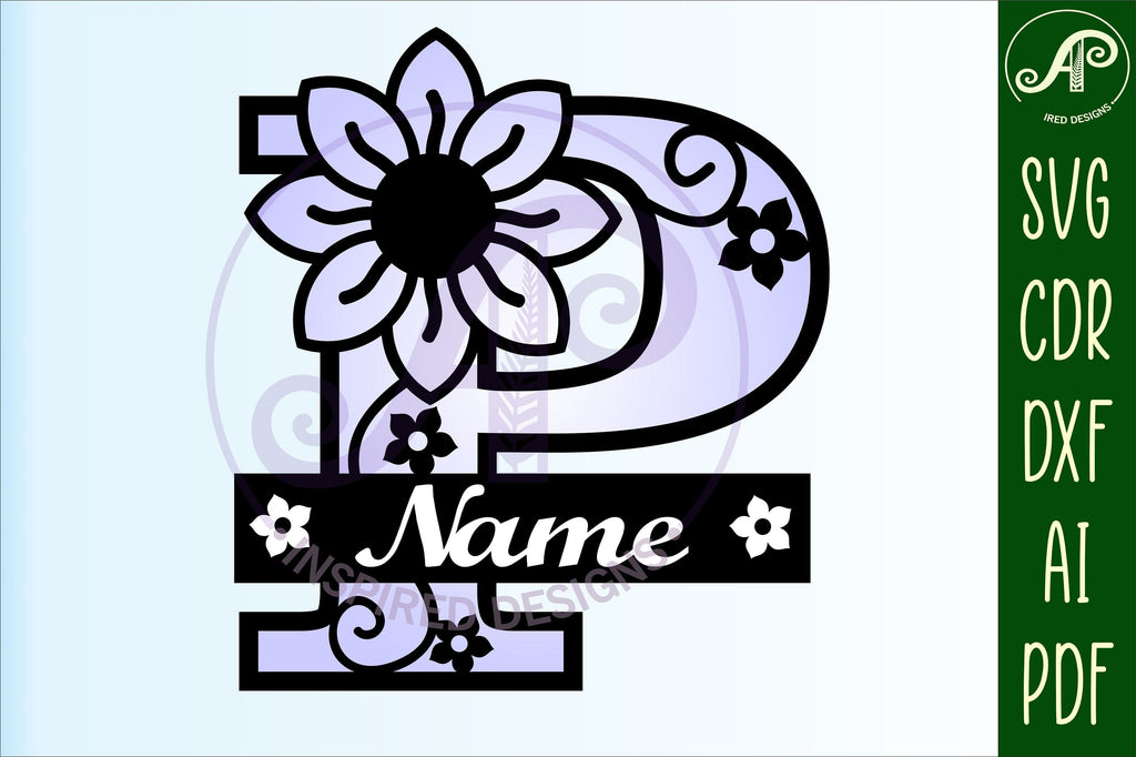 Letter P Flower Layer Monogram SVG File - So Fontsy