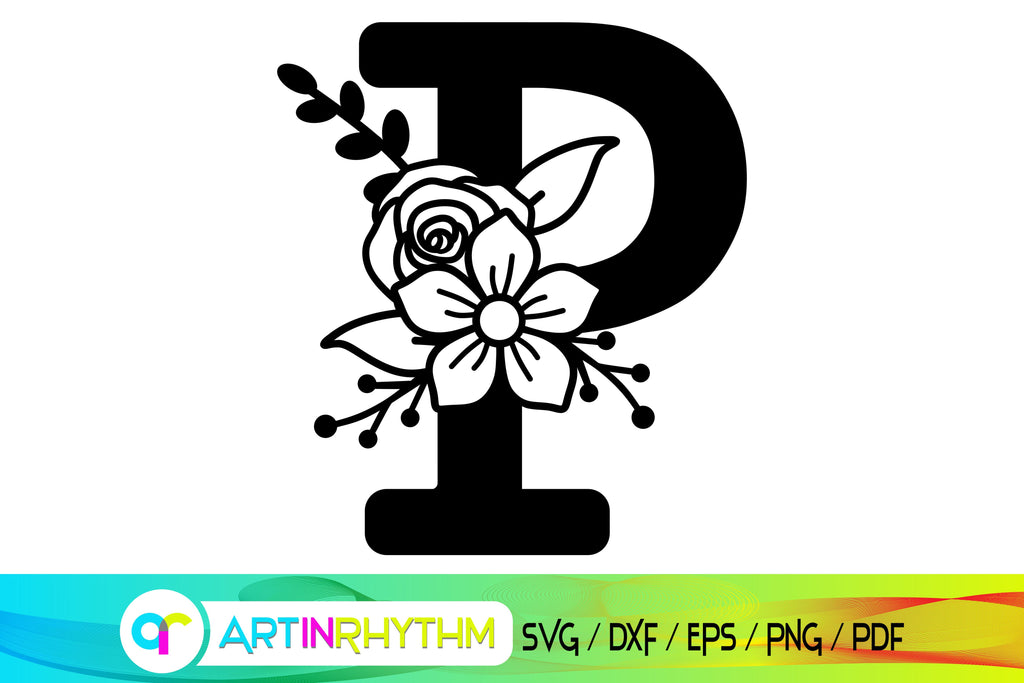 letter p svg, floral alphabet svg - So Fontsy