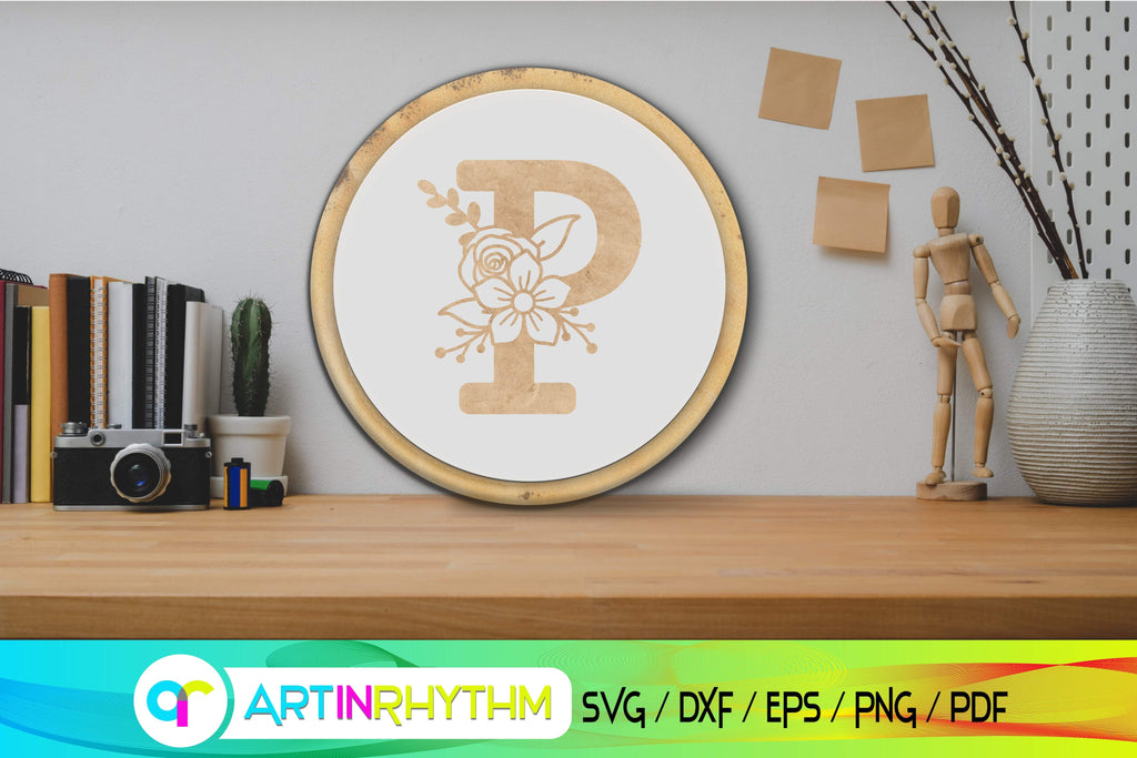letter p svg, floral alphabet svg - So Fontsy