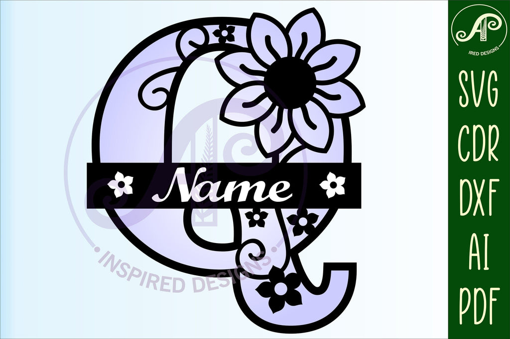 Letter Q Flower Layer Monogram SVG File - So Fontsy