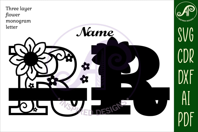 Letter R Flower Layer Monogram SVG File - So Fontsy