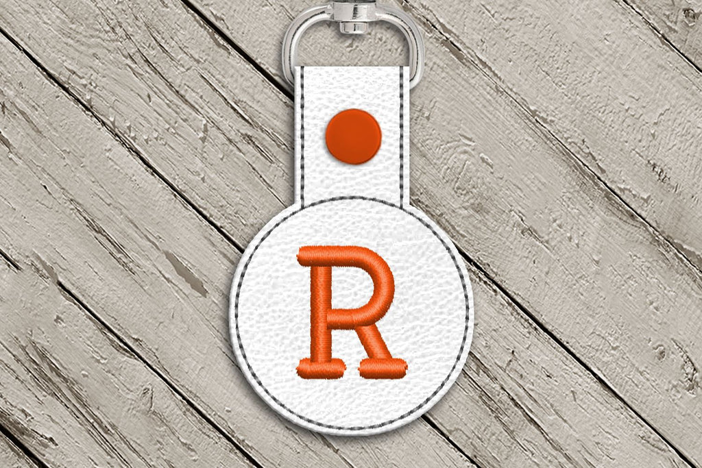Letter R Round ITH Key Fob In the Hoop Embroidery Design - So Fontsy