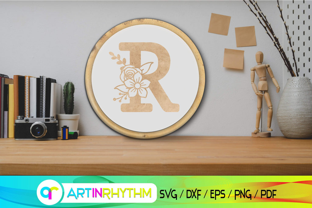 letter r svg, floral alphabet svg - So Fontsy