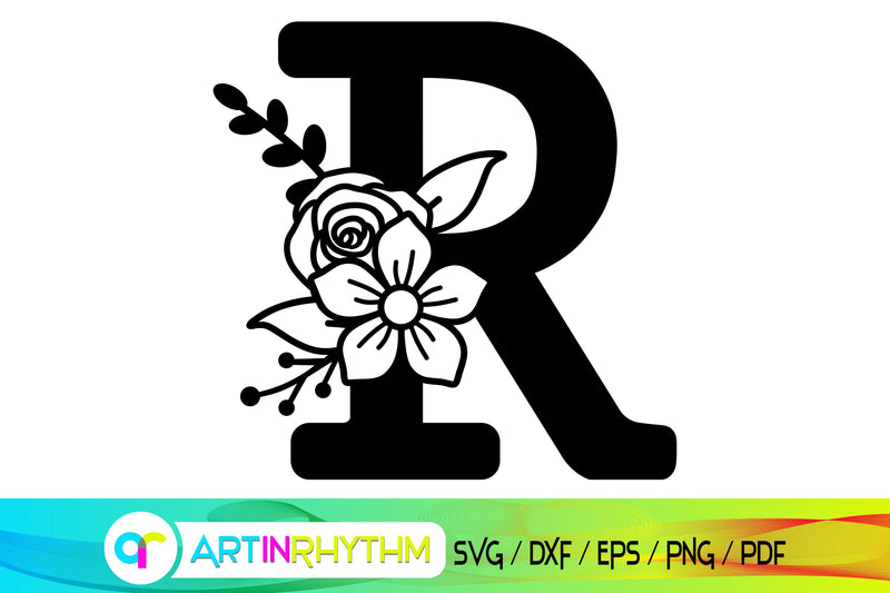 letter r svg, floral alphabet svg - So Fontsy
