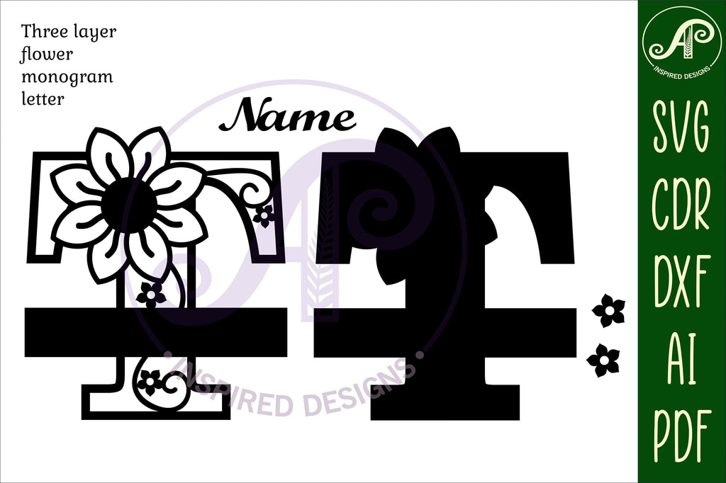 Letter T Flower Layer Monogram SVG File - So Fontsy
