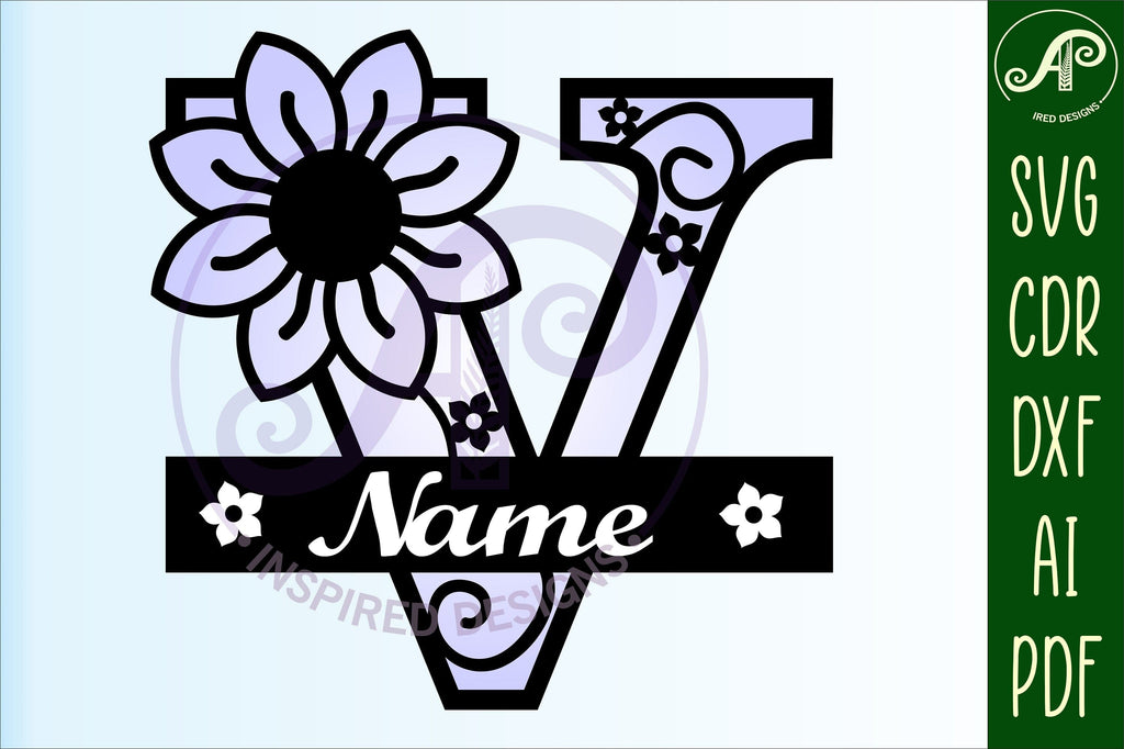 Letter V Flower Layer Monogram SVG File - So Fontsy