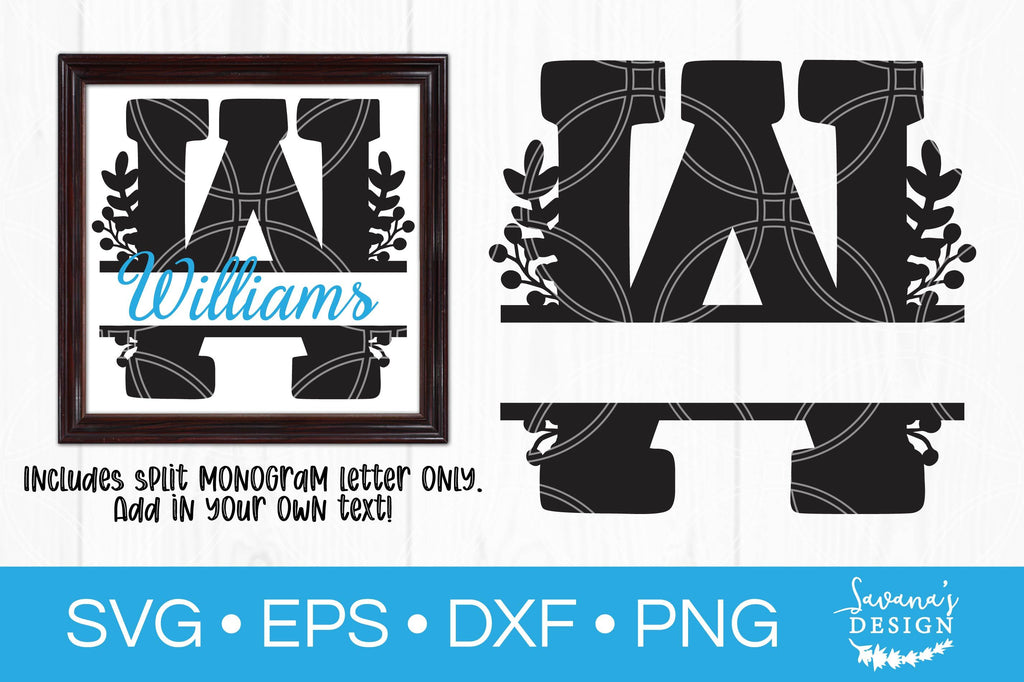 Letter W Floral Split Monogram SVG - So Fontsy