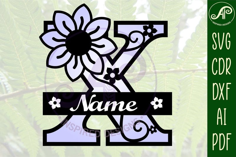 Letter X Flower Layer Monogram SVG File - So Fontsy