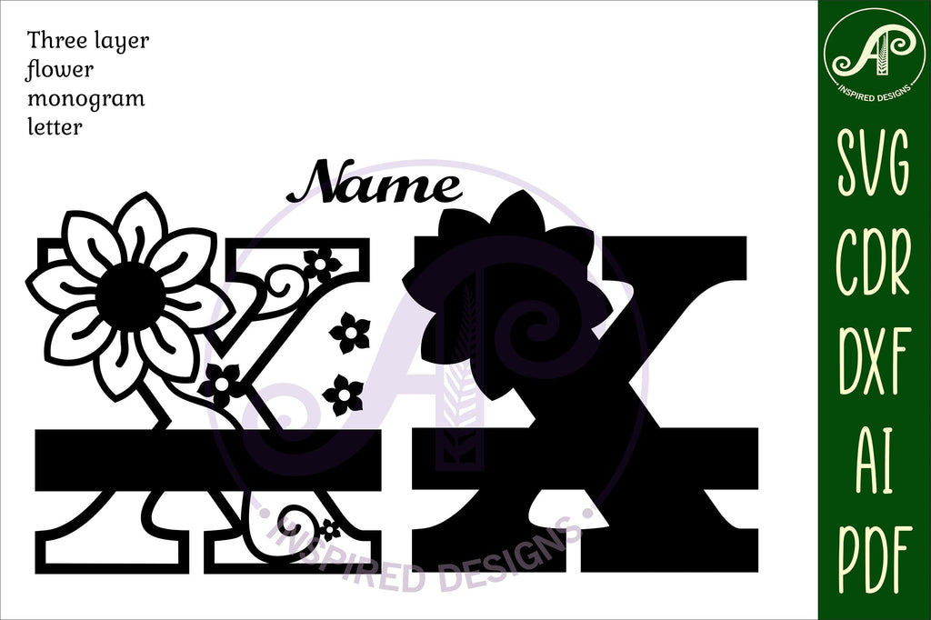 Letter X Flower Layer Monogram SVG File - So Fontsy