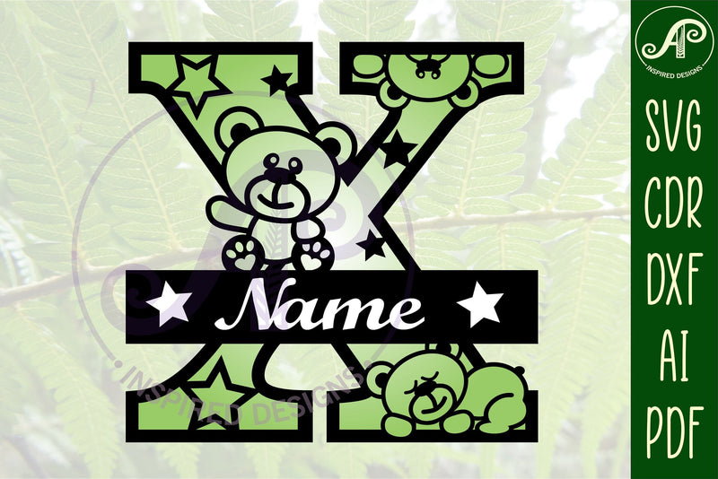 Letter X Teddy Bear Monogram SVG file - So Fontsy
