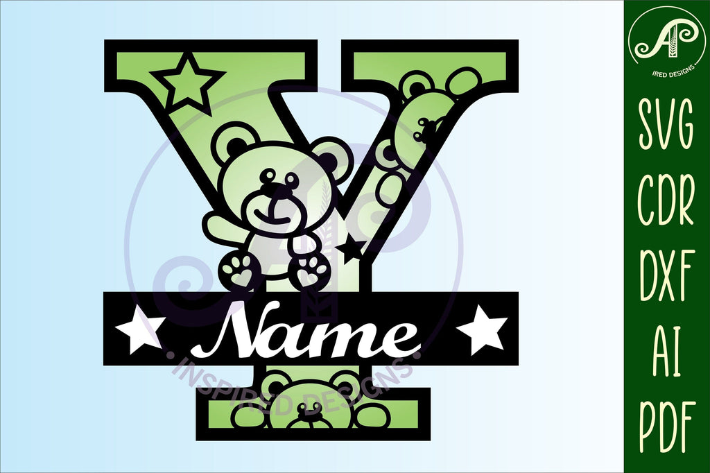 Letter Y Teddy Bear Monogram SVG file - So Fontsy