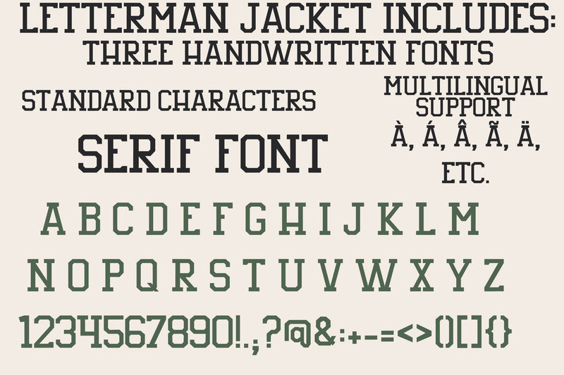 Letterman Jacket, A Sporty Handwritten Font Trio - So Fontsy