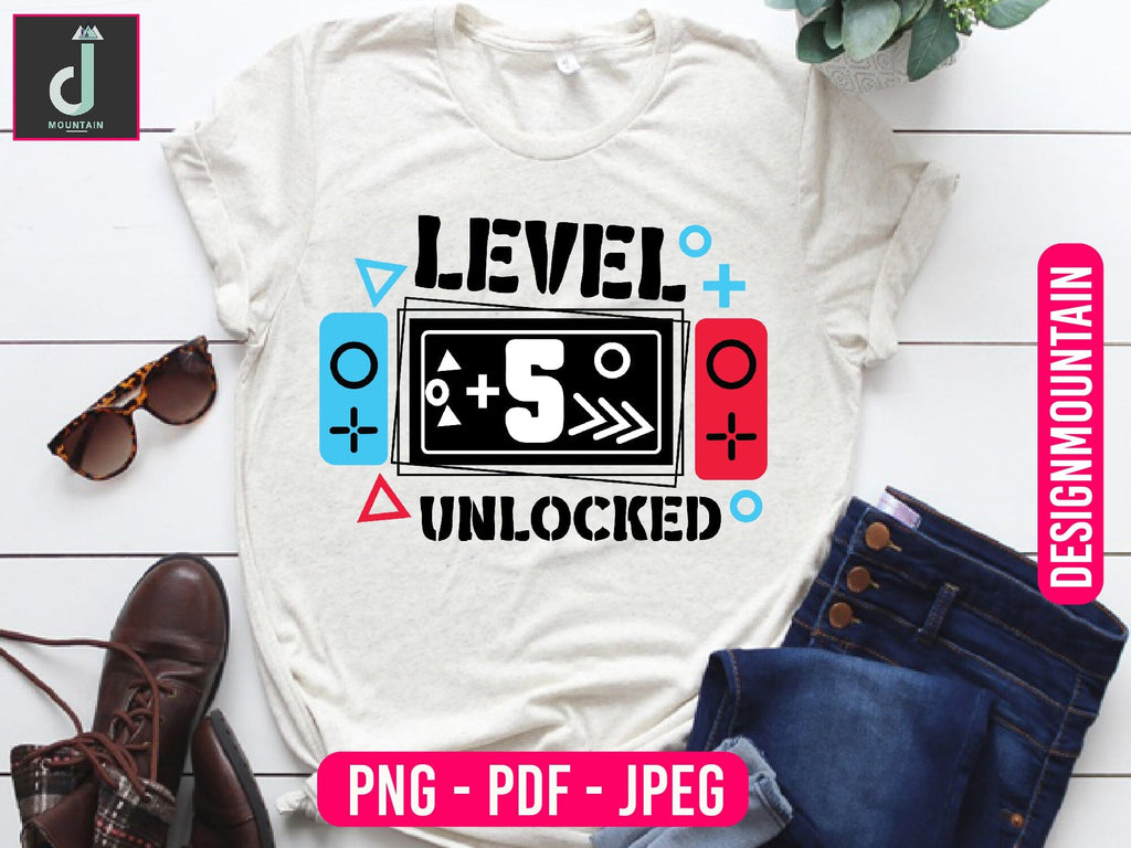 Level 5 unlocked png design, Birthday Png, Birthday Sublimation ...
