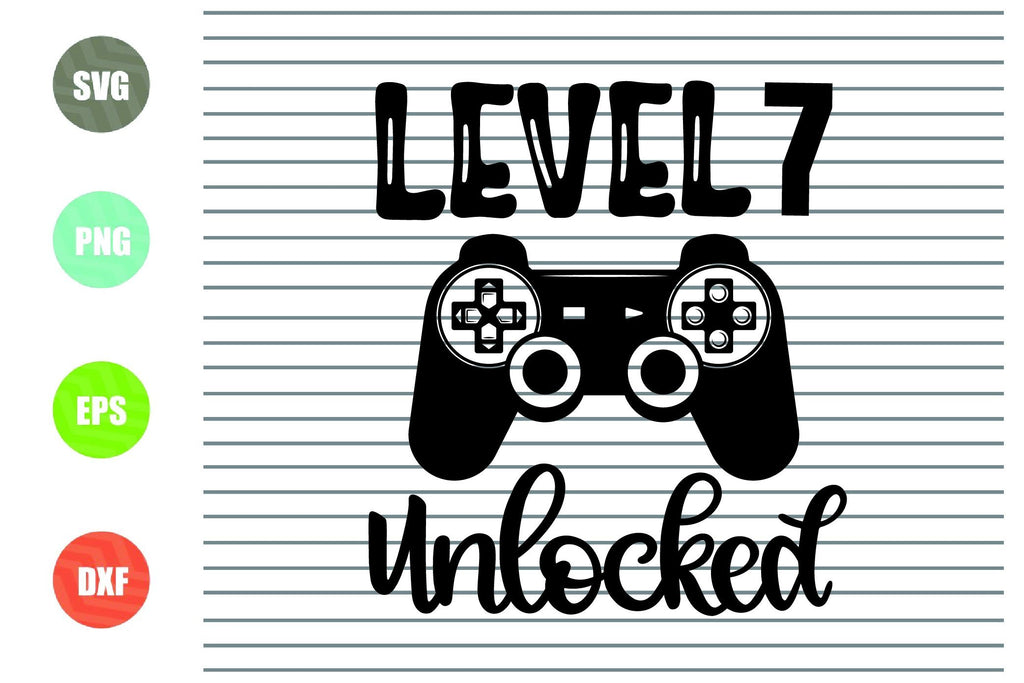 Level 7 Unlocked svg, 7 years old boy svg, First birthday svg, Gamer b ...